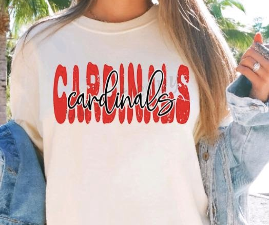 Cardinals bubble letter- red/black – Country Graphics